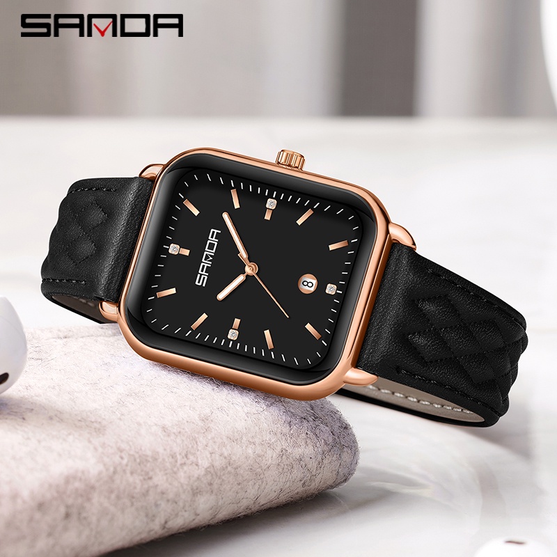 Sanda Women's Elegant Casual Business Square Diamond Quartz Watch ...