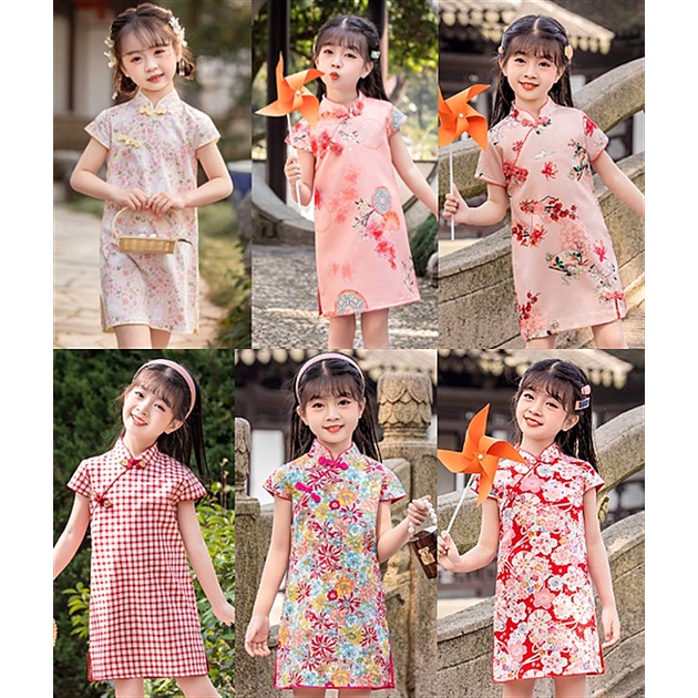 Girls Cheongsam Dress Children Tangsuit Cheongsam Costume Kid Girls ...