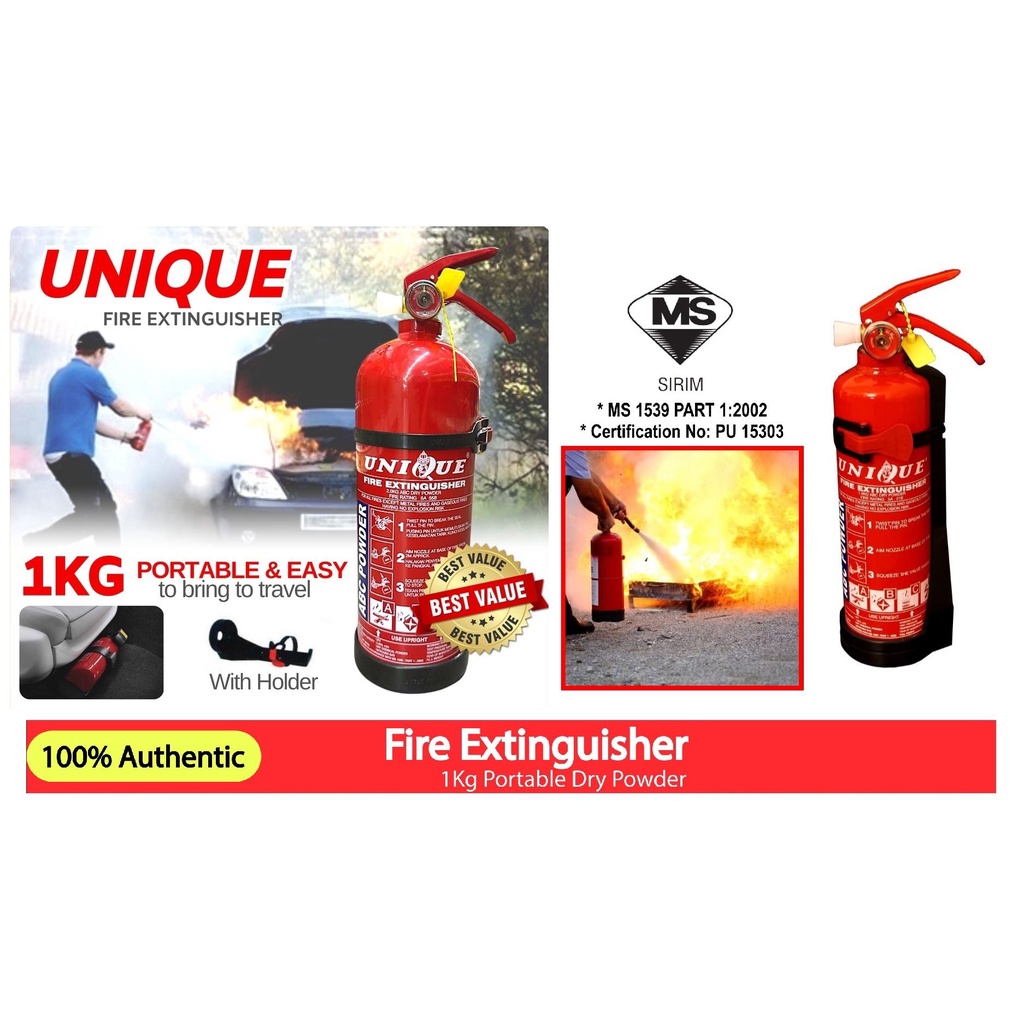 Unique Fire 1.0kg Portable Dry Powder Fire Extinguisher with Bracket ...