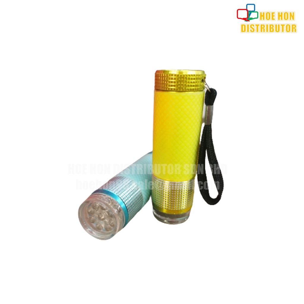 9 LED Flashlight 3W 1pc Aluminum Body + Night Glow Fluorescent Grip ...