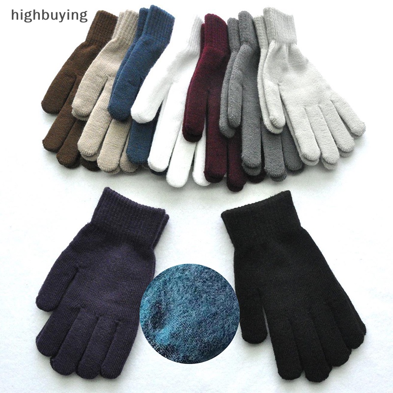 HBMY Women Men Autumn Thickened Solid Color Full Finger Mittens Hand ...