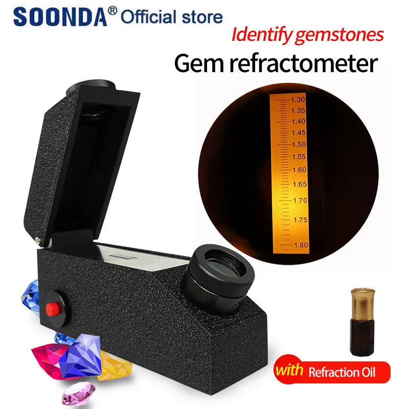 Gem Refractometer with Refraction Oil Jewelry Identification Instrument ...
