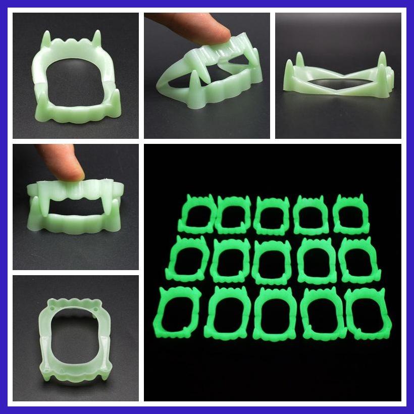 Fluorescent monster fake teeth toy glow-in-the-dark vampire prank prop ...