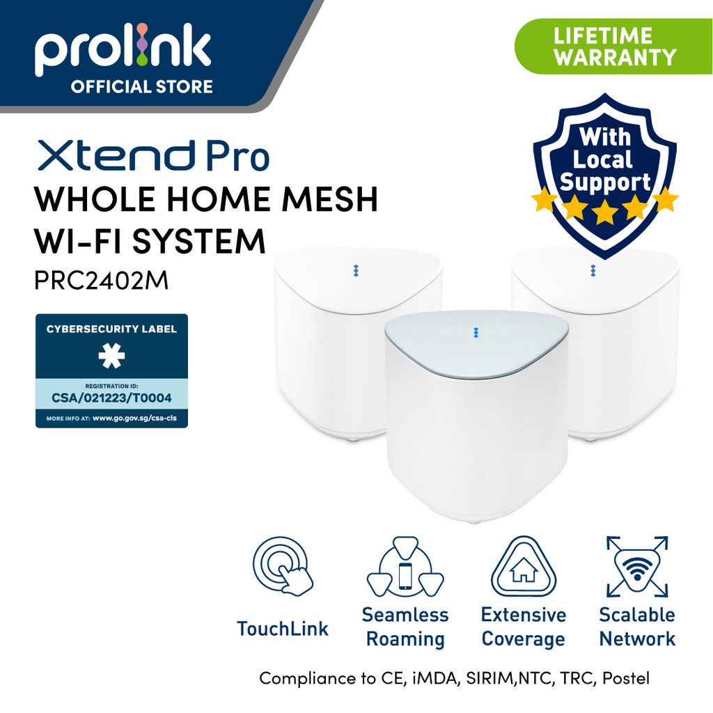 SG Cyber Security Certified (Pack of 3) Prolink AC2100 Xtend Pro Whole ...