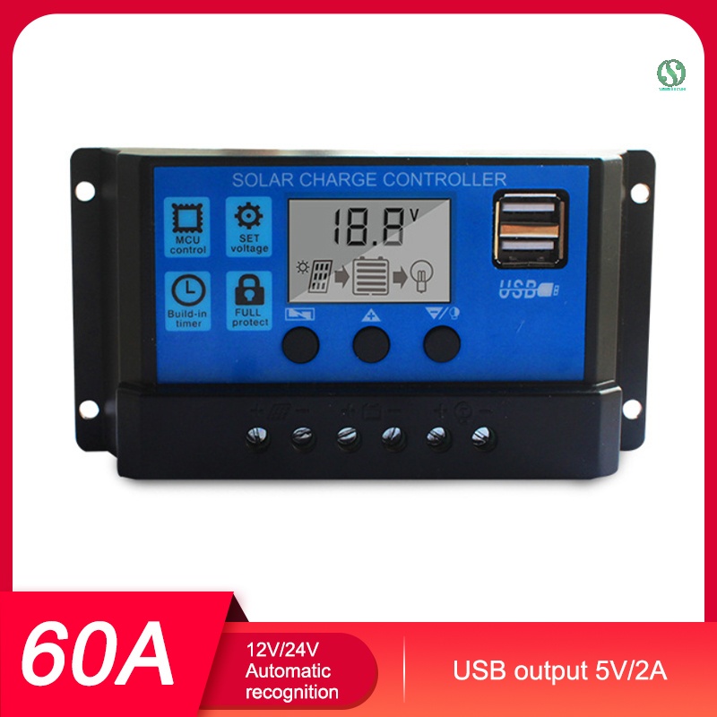 60A Solar Charge Controller 12V/24V Automatic Identification LED ...