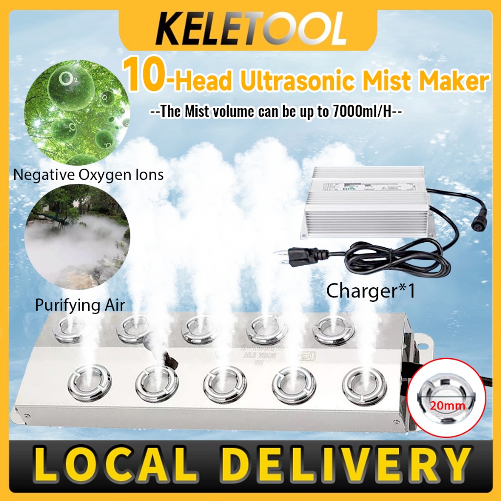 DC 48V Newest 10 Head Ultrasonic Mist Maker Garden Atomizer Heavy ...
