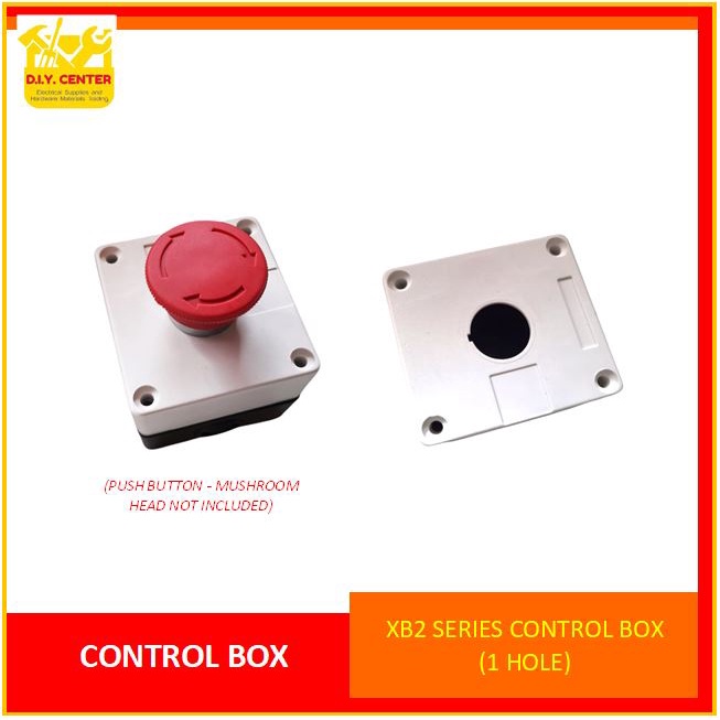 XB2 Series Push Button Control Box IP65 1 or 2 Holes / Emergency Stop Notice plate 22mm dia 60mm ...