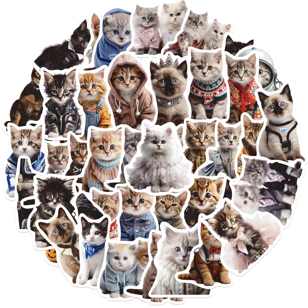 50PCS Cartoon Cute Cat Waterproof Graffiti Stickers for Helmet Bicycle ...