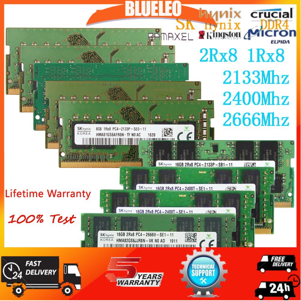 SK Hynix 4GB/8GB/16GB PC4 1Rx8 2Rx8 2133/2400/2666 DDR4 2133Hhz/ 2400Mhz/ 2666Mhz Laptop Memory ...