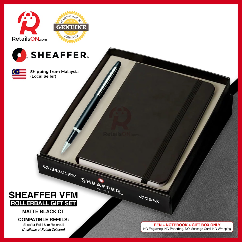 Sheaffer VFM Rollerball Pen - Gift Set - Black CT (with Notebook ...