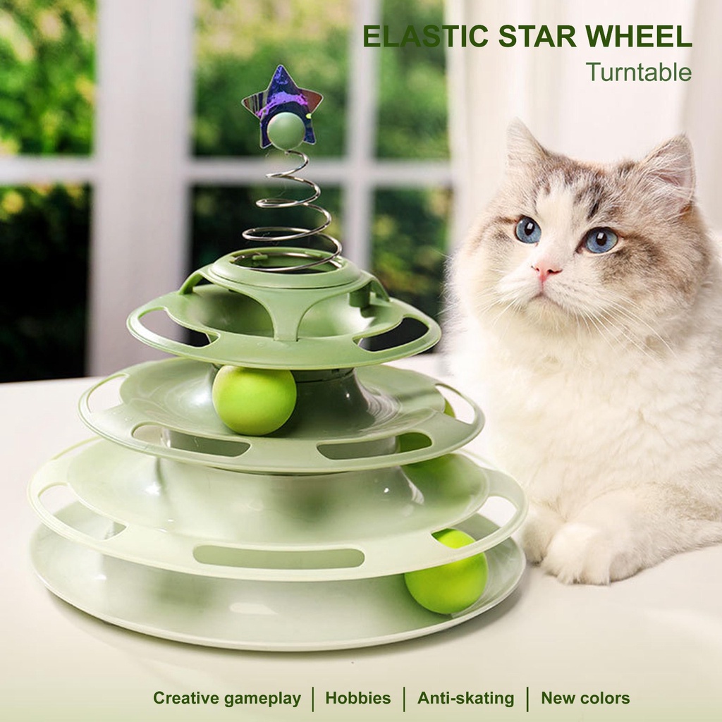 Funny Cat Toy 3 Level Turntable Ball Tower Fun Mental Physical Exercise ...