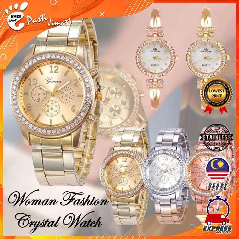 Kaki Jimat Watch Alloy Steel Band Watch Quartz Ladies Watch Diamond ...