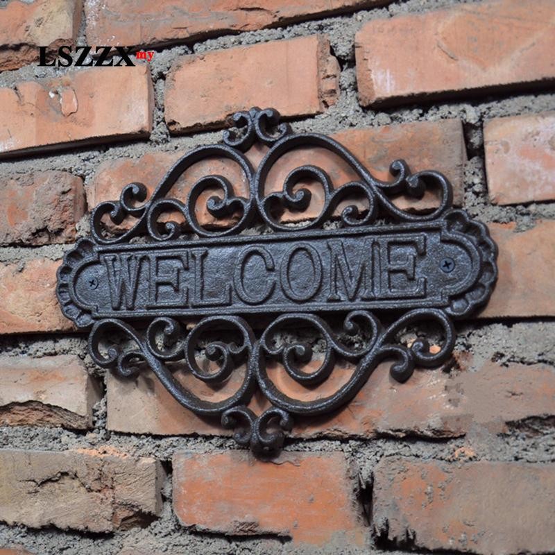 [LszzxMY] Cast Iron Welcome Sign Front Door Hanging Sign for Porch ...