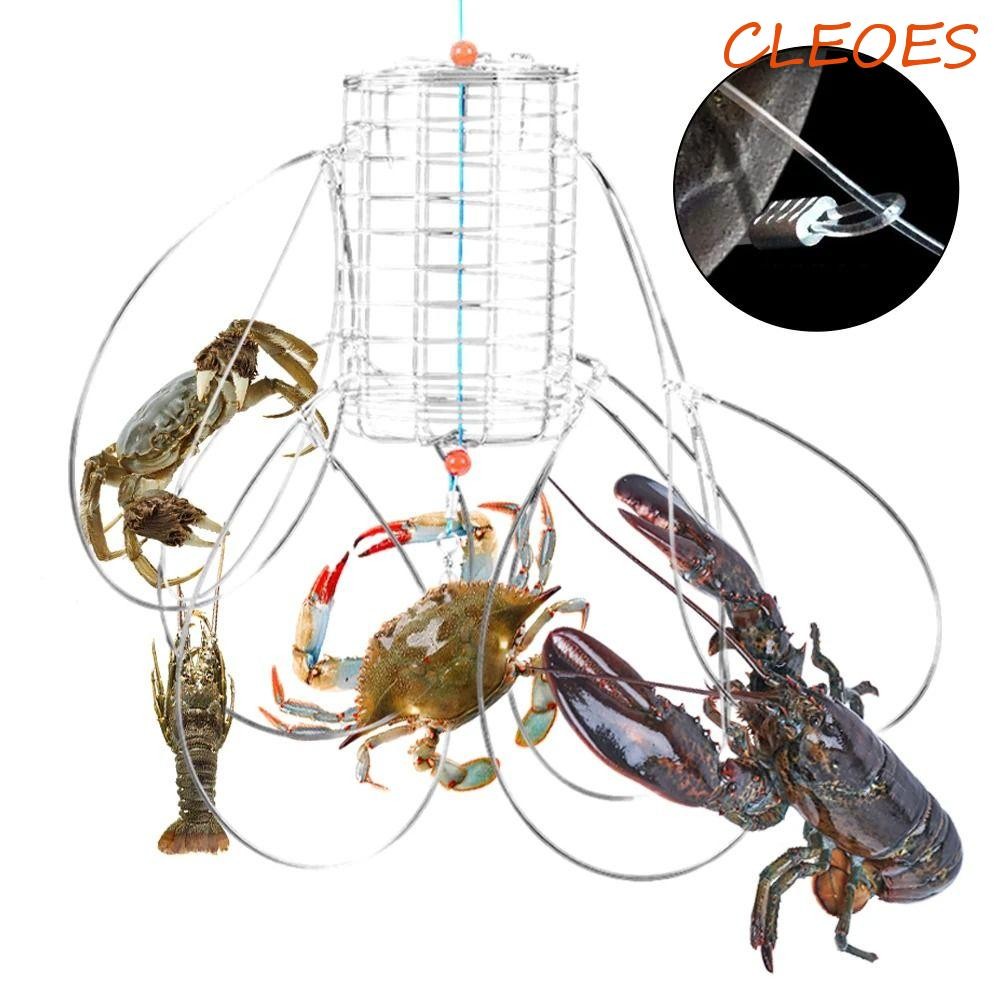 CLEOES 8 Laps Crab Fishing Cages, Lure Trap Stainless Steel Crab ...