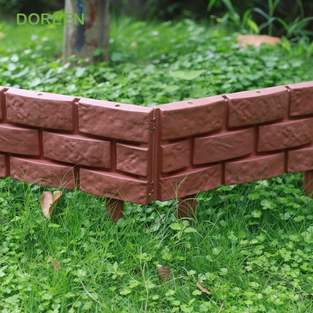 DOREEN 1/4Pcs Mini Wooden Fence, Stone Brick Plastic Garden Fence ...