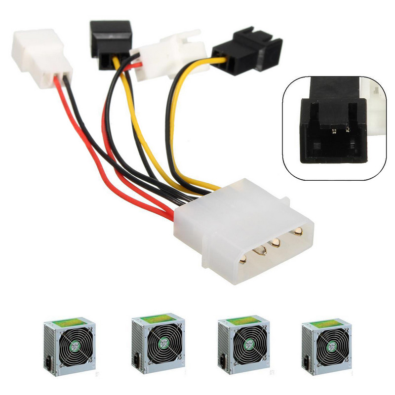 12v/5v 2*2Pin 4 Fans to D type 4Pin Molex Power Y-Splitter Cable Cord For PC Fan | Shopee Malaysia