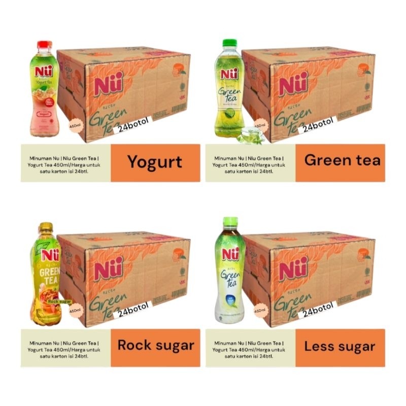 Nu Green tea | Niu Green Tea 450ml | /Harga untuk satu karton isi 24btl ...