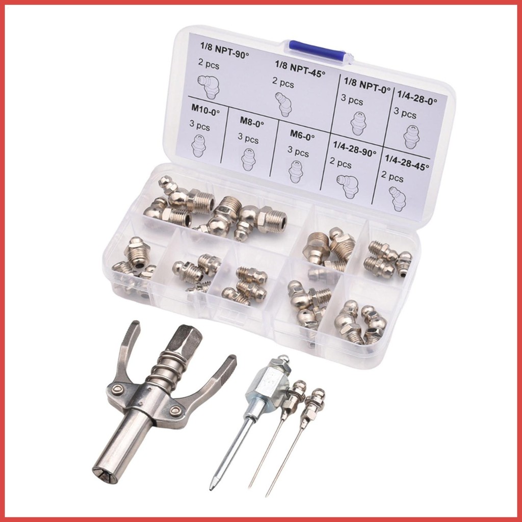 Grease Fitting Coupler Grease Nozzle Fittings with 3 Grease Needles ...