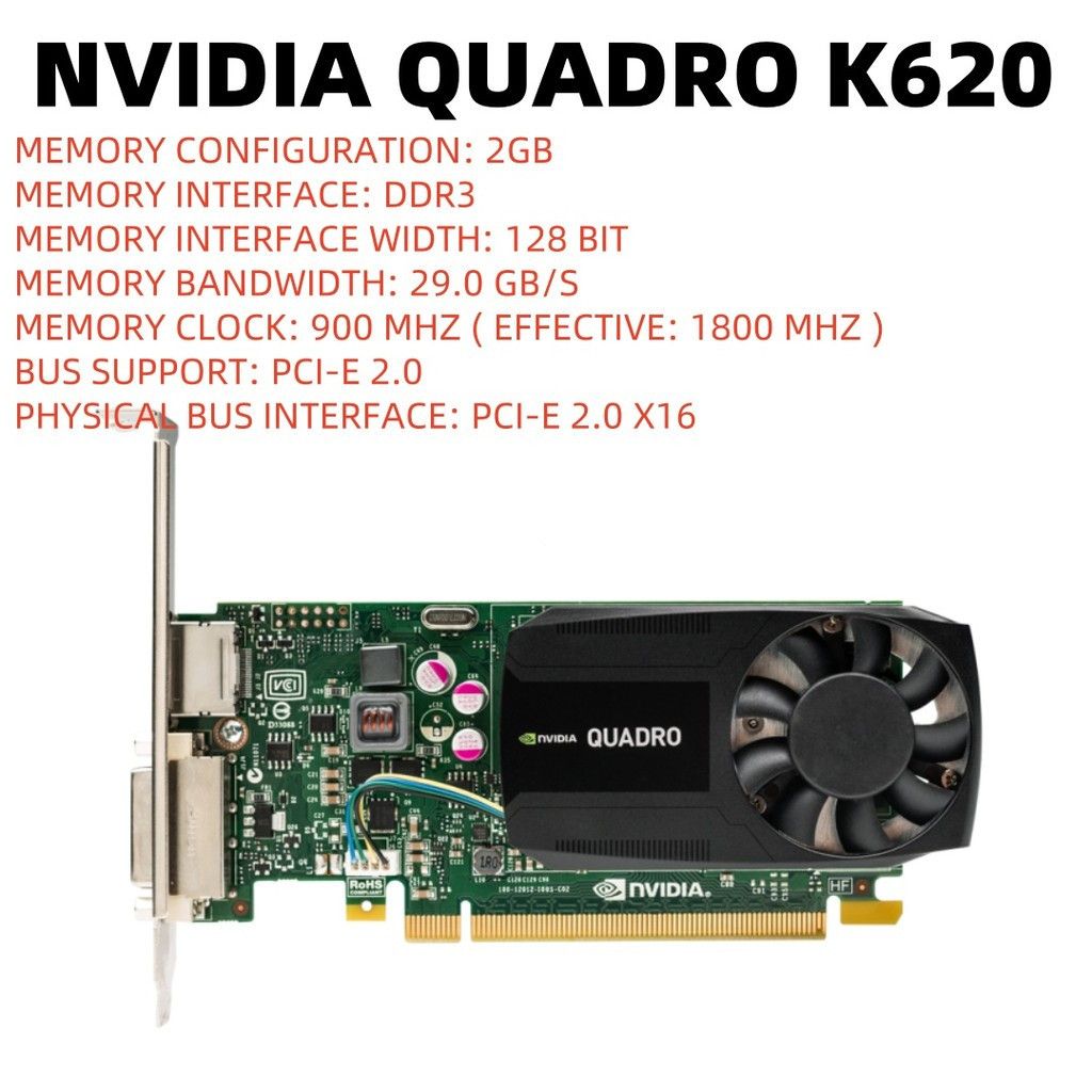 Nvidia Quadro K620 VCQK620-T 2GB DDR3 PCIe 2.0 Video Card DVI ...