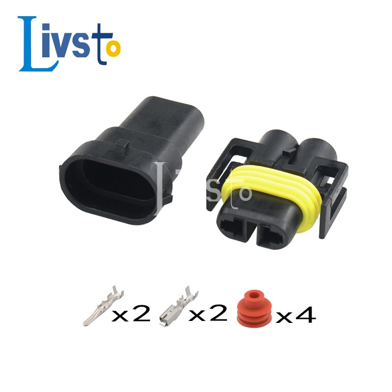5 Set Delphi 2 Pin Female And Male Connector Fog Lamp Light H11 H8 H9 ...