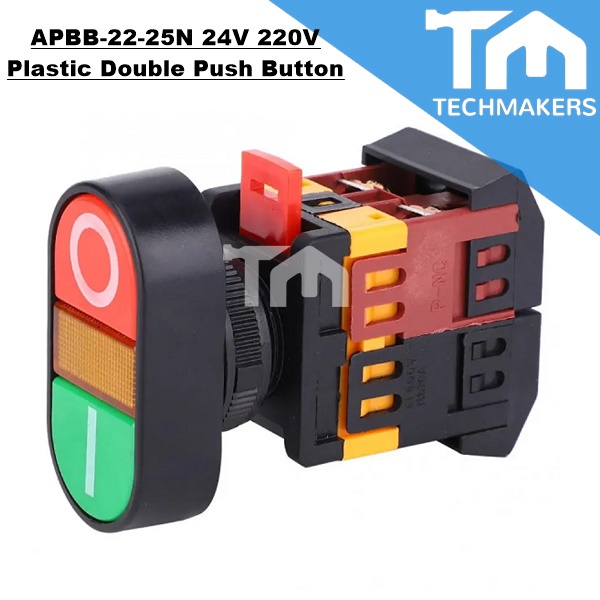 APBB-22-25N 24V 220V Plastic Double Push Button Switch Waterproof NO NC ...