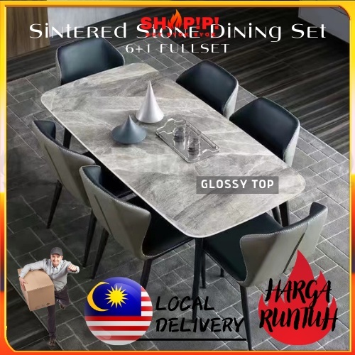 SHOPIPI Sintered Stone Table Set Dining Table+Scallop/Butterfly Chair ...