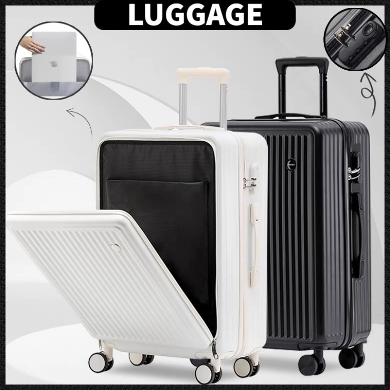 24Inch Multifunction Suitcase Carry On Front Opening Cover Luggage ...