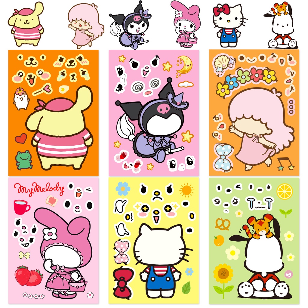 Sanrio face-changing stickers, cute Sanrio series stickers, children's ...