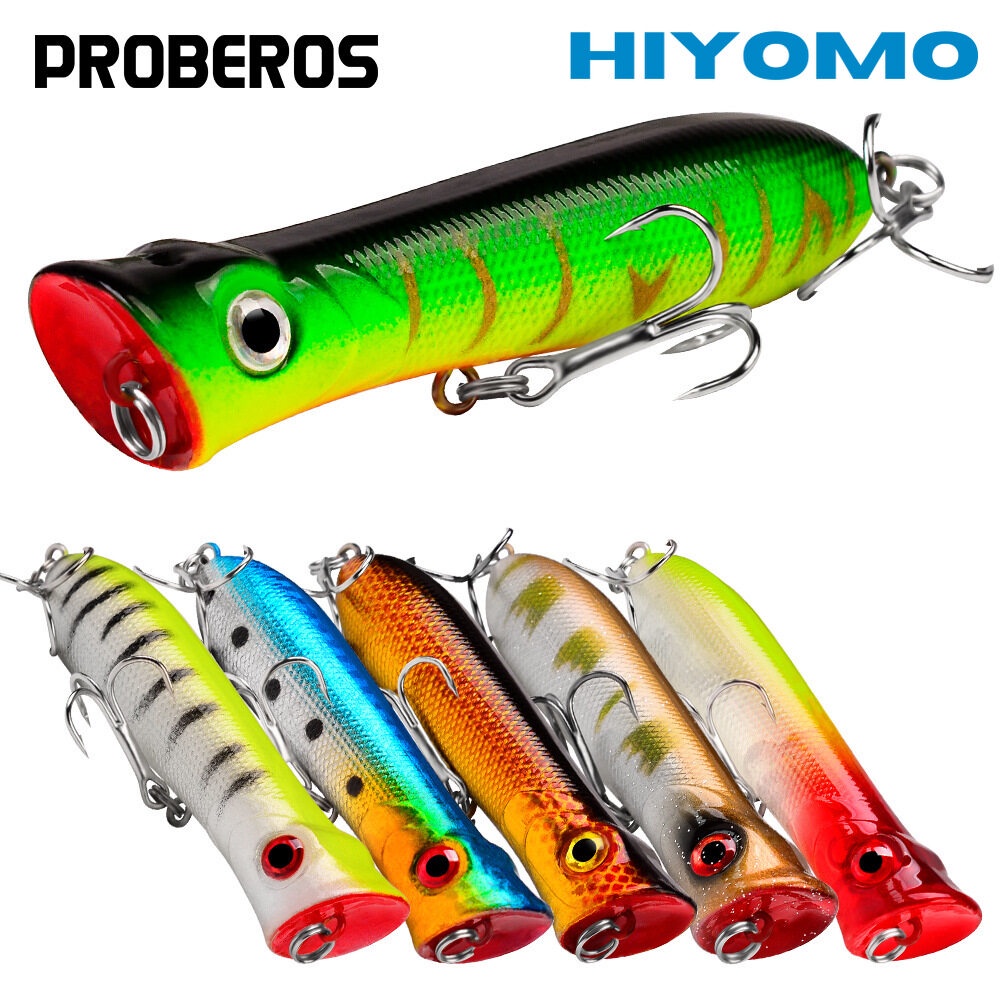 PROBEROS 1PCS Popper Lure Topwater 8cm 12g Plastic Bionic Fishing Lures ...