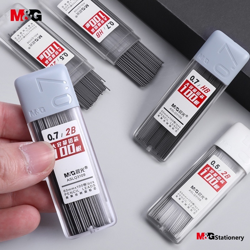 M&G stationery automatic pencil refill 2B/HB resin lead lead large-capacity lead box 100 pieces ...