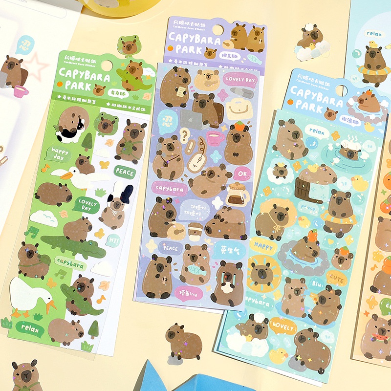 Cdaily|1pcs Cute Flash Film Stickers Cartoon Animal Stickers Handbook ...