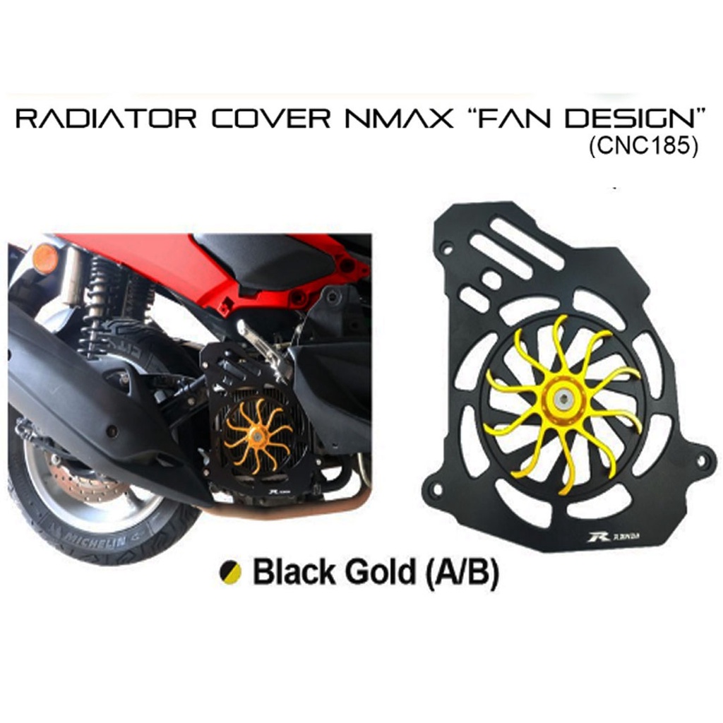 Rapido Yamaha Nmax 155 Radiator Cover "Fan Design" (Black/Gold ...