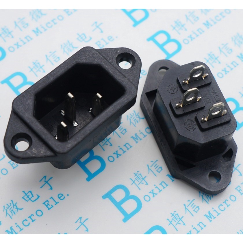 Ac Power Socket AC-04 3-Pin Product Font with Ear AC Power Socket ...