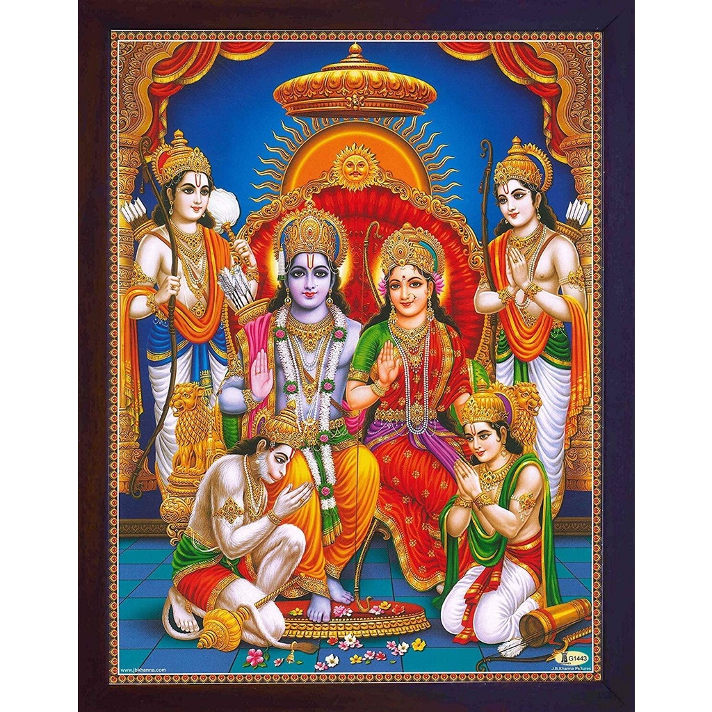 Hanuman in Holy Ram Darbar Lord Ram with Sita and Bharat and Hanuman ...