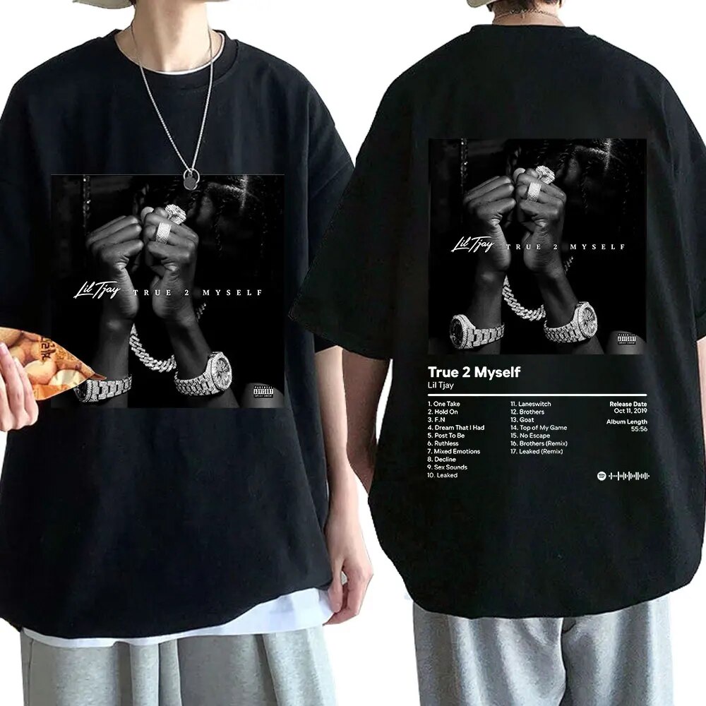 Rapper Lil Tjay True 2 Myself Music Album Graphic Tshirt Men Vintage T ...
