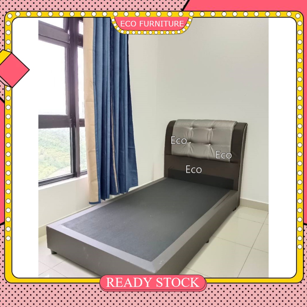 Katil Kulit PVC Divan Katil Single Super Single Queen King Tambah Foam ...