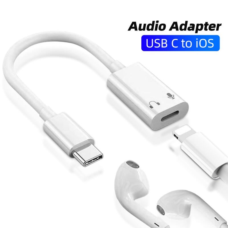 For IOS Aux Adapter 8 Pin Female To USB C Male Headphone Adapter For ...
