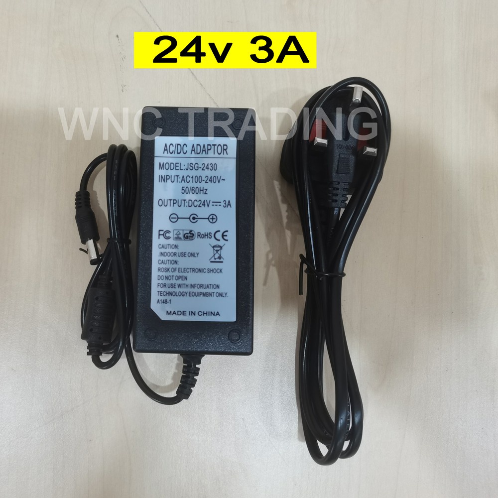 AC/DC POWER ADAPTER INPUT 100-240V~50/60HZ OUTPUT 24V 3A WITH POWER ...