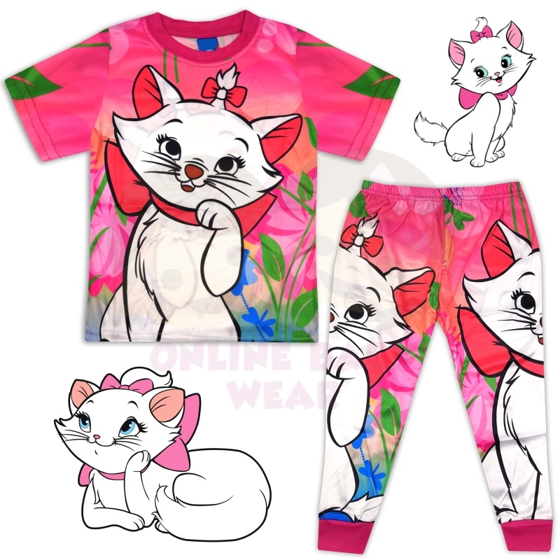 Girl Full Print MARY THE CAT Microfiber Pajamas - Random Color Kids (1 ...