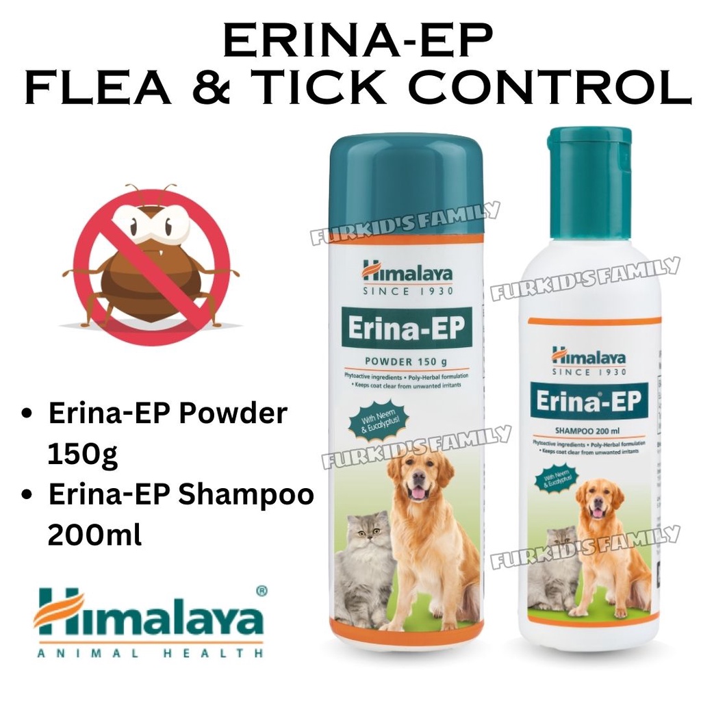 Himalaya Erina-EP For Cats & Dogs -Powder 150g / Shampoo 200ml (Flea ...