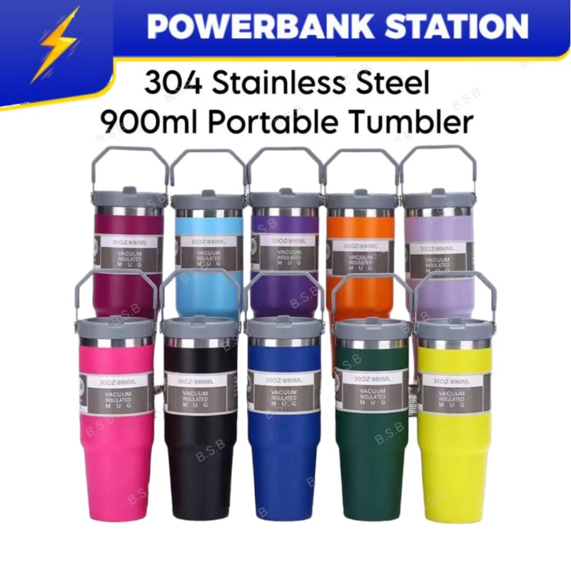 PSB_ 900ml 304 Stainless Steel Handheld Thermos Insulated Vacuum Tumbler Mugater Bottle with ...