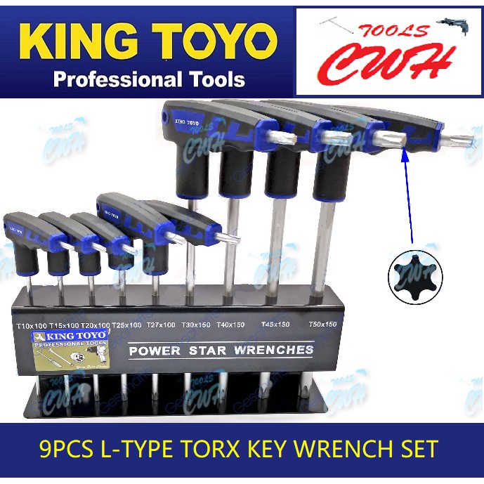 King Toyo KT-LS009 / JONNESWAY TAIWAN 9pcs L Type Torx / Star ALLEN KEY ...