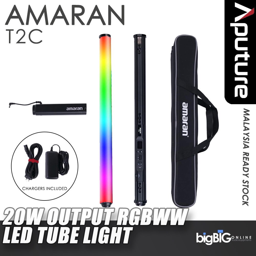Aputure Amaran T2C RGB LED Tube Light for 20W Output RGBWW LED Tube ...