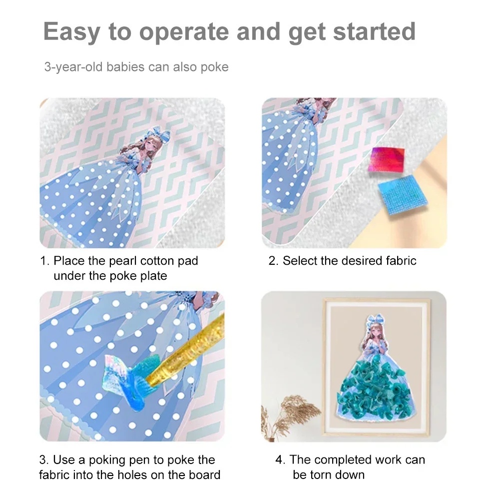 Kids Fabric Art Dress Up Handmade DIY Creative Puzzle Puncture Painting ...
