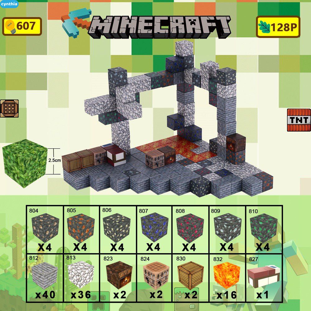 Mc Minecraft Diy Merchandise Magnet Toy Mine Assembling Magnetic Cube ...
