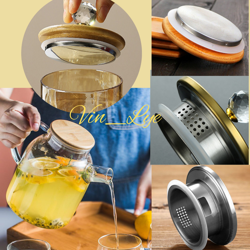 Teapot Lid Cover only Bamboo Stainless Steel Lid Golden Diamond Cover ...