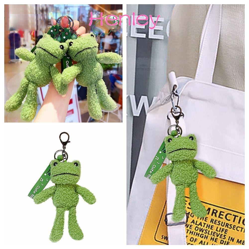 AMONGOF Frog Keychain, Cute Frog Green Color Plush Frog Keyring ...