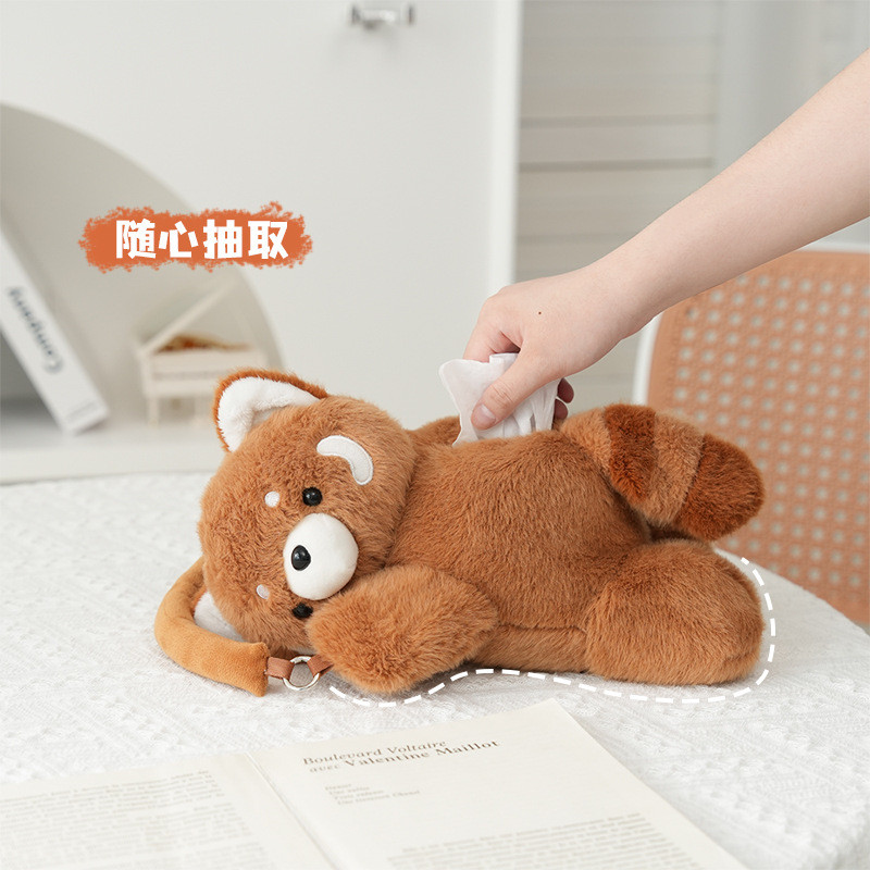 Creative Cute Raccoon Tissue Box Plush Doll Doll Tissue Bag Office ...