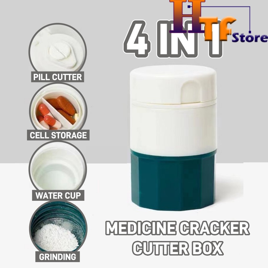 4 IN 1 Medicine Cracker Cutter Tablet Separator Portable Grinding Pill ...