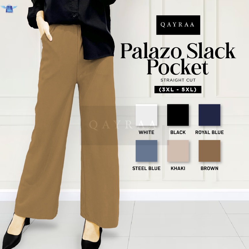 𝐐𝐚𝐲𝐫𝐚𝐚 Palazo 𝐒𝐥𝐚𝐜𝐤 𝐏𝐨𝐜𝐤𝐞𝐭 Plain Plus Size Straight Cut Long Pant ...